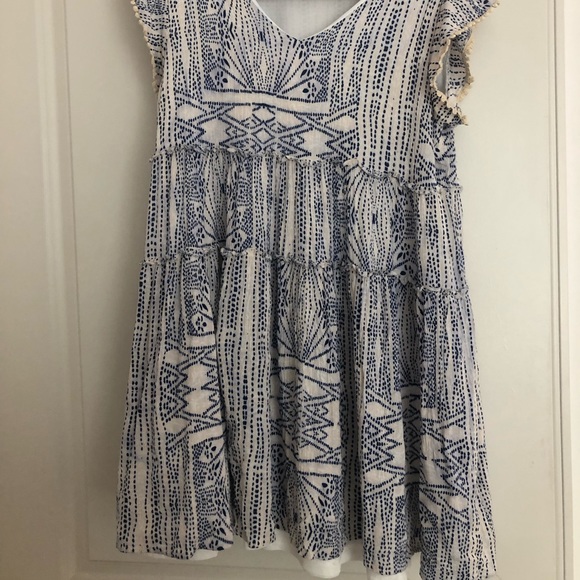 THML | Dresses | Thml Blue And White Polka Dot Mini Dress | Poshmark